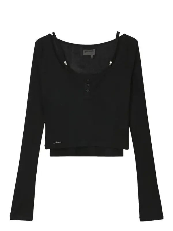 MUSIUM DIV. Buttoned Top - Black