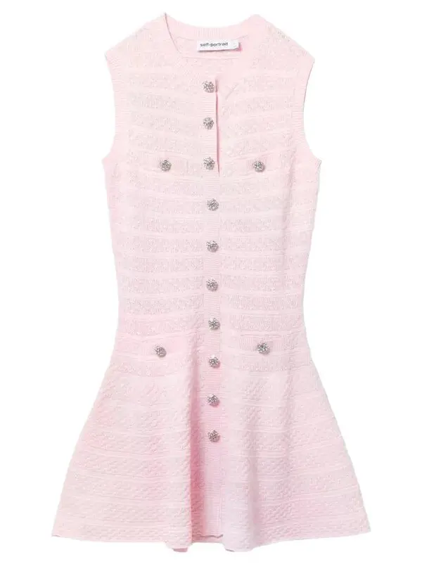 SELF-PORTRAIT Diamante Mini Dress - Pink