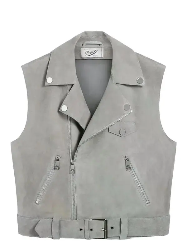 PENCE 1979 Belted Zip Waistcoat - Grey