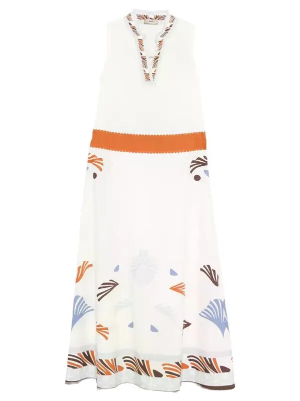 Herno Patterned-hem Midi Dress - White