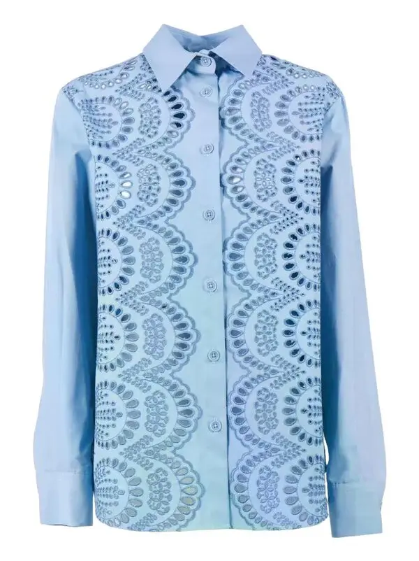 P.a.r.o.s.h Embellished Cut-out Shirt - Blue