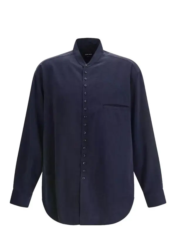 Giorgio Armani Band-collar Shirt - Blue