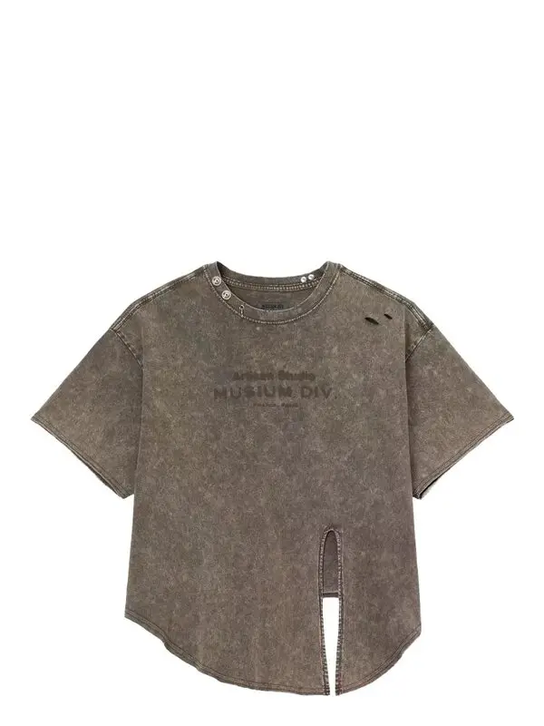 MUSIUM DIV. Distressed Split-back T-shirt - Brown