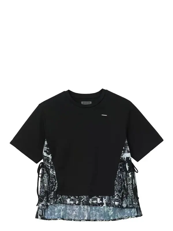 MUSIUM DIV. Panelled T-shirt With Bandana Print - Black