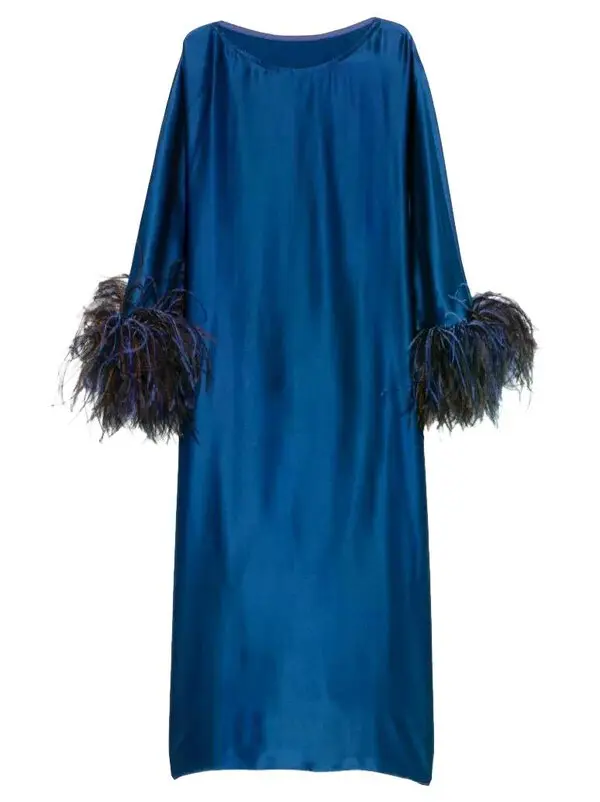 STEPHAN JANSON Feather-trim Midi Dress - Blue
