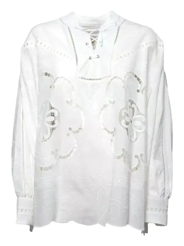 FRONT STREET 8 Floral-embroidered Shirt - White