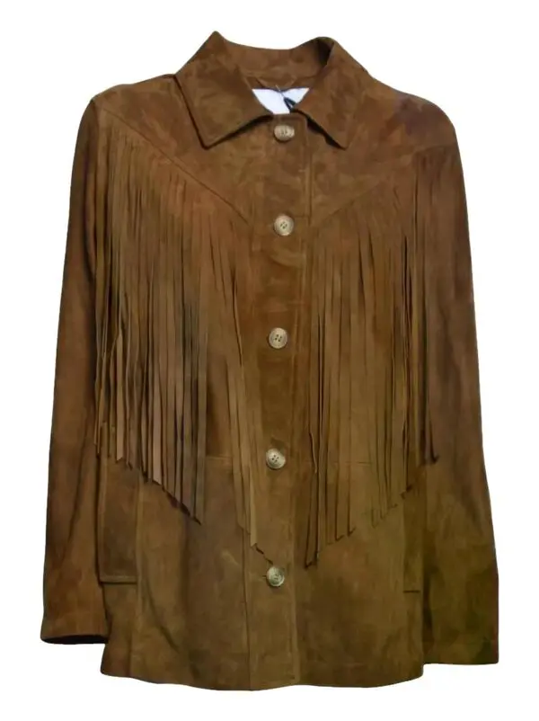 BLUSOTTO Fringed Leather Jacket - Brown
