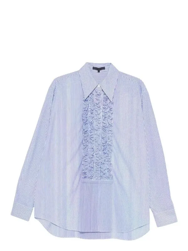Tibi Striped Ruffle Shirt - White