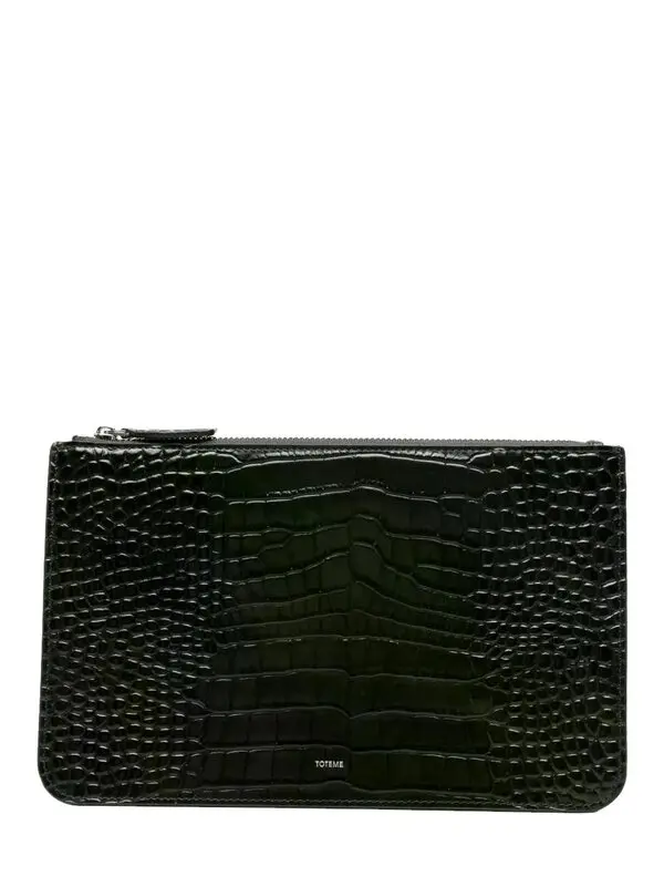 TOTEME Threefold Crocodile-embossed Clutch - Green