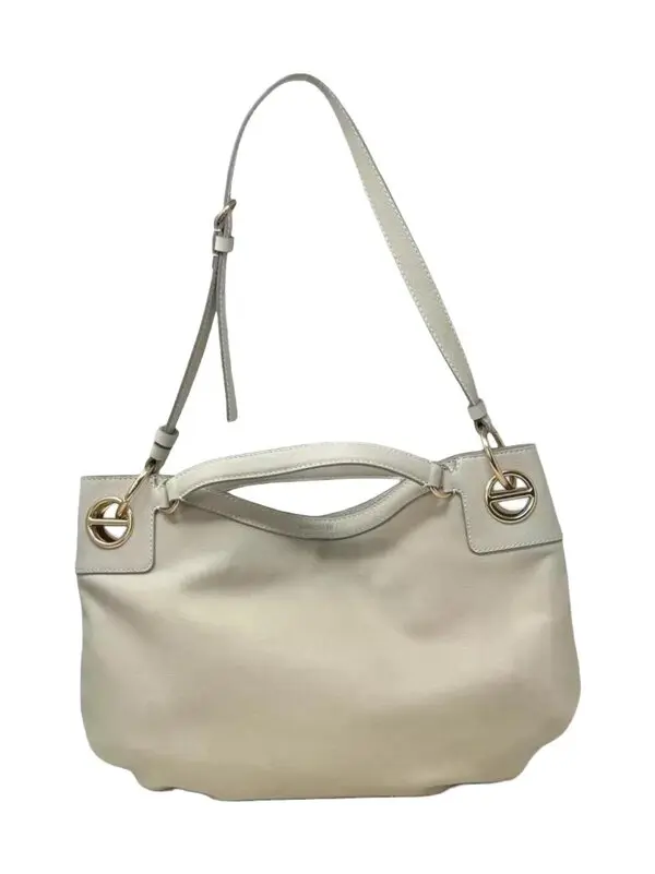 Borbonese Medium London Leather Shoulder Bag - White