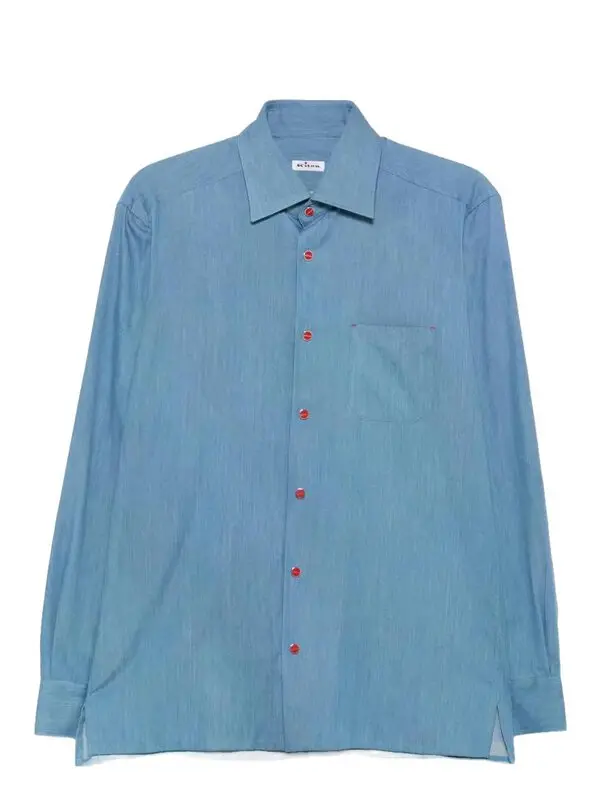 Kiton Patch-pocket Snap-button Shirt - Blue