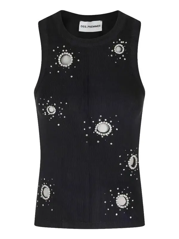 DES_PHEMMES Embellished Tank Top - Black