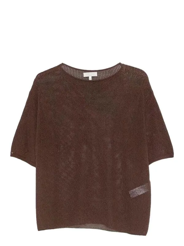 Antonelli Firenze Knitted Short Sleeve Top - Brown