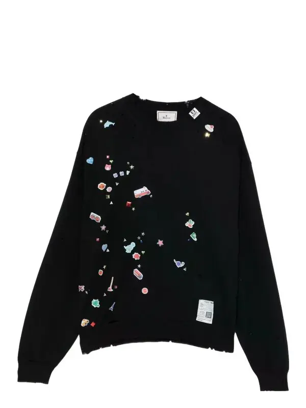 Mihara Yasuhiro Graphic-appliqué Sweater - Black