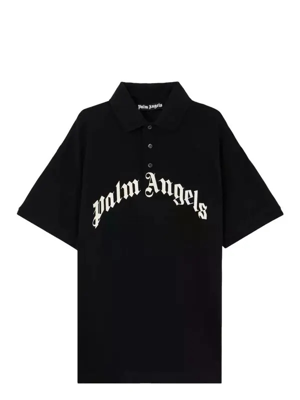 Palm Angels Curved Logo Polo Shirt - Black