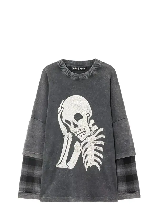 Palm Angels Skull Graphic Long-sleeve Shirt - Grey