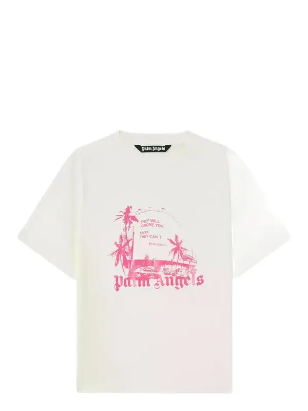 Palm Angels Graphic Print Ribbed T-shirt - Neutrals