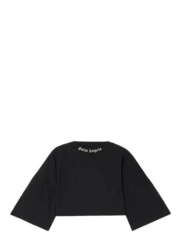 Palm Angels Cropped Logo T-shirt - Black