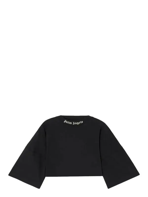 Palm Angels Cropped Logo T-shirt - Black