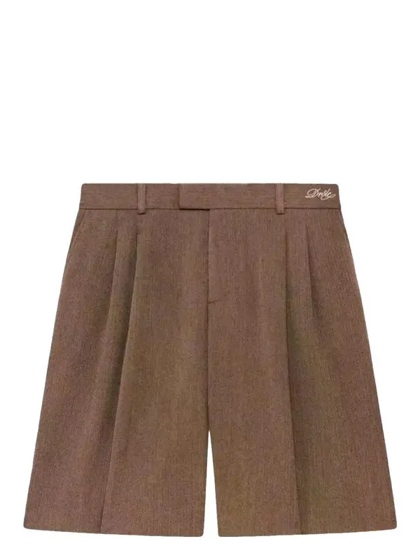 Drole De Monsieur Herringbone Pattern Shorts - Brown
