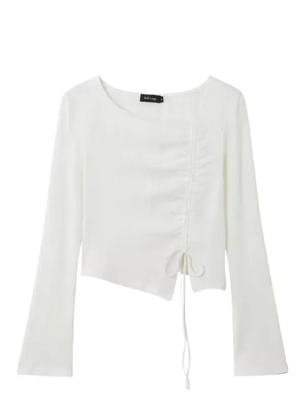 TOUT A COUP Drawstring Long-sleeve Top - White
