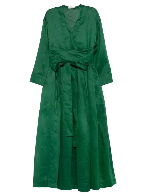 Max Mara Camilla V-neck Tie Dress - Green
