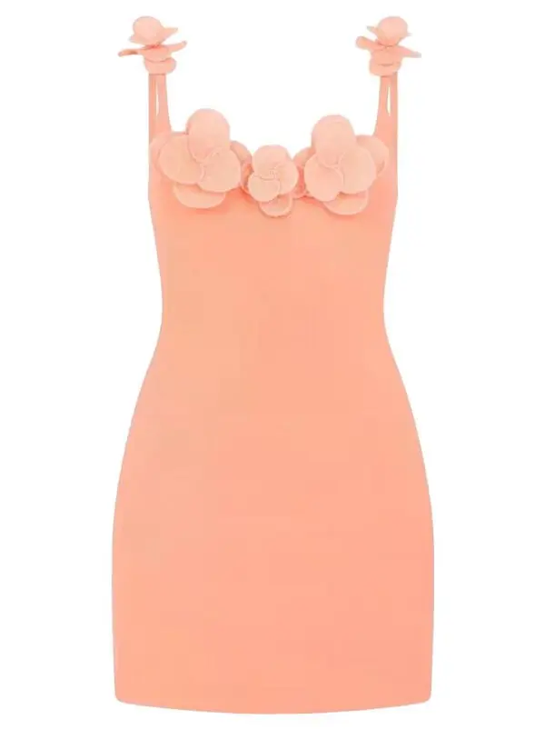 David Koma Floral Detail Mini Dress - Orange