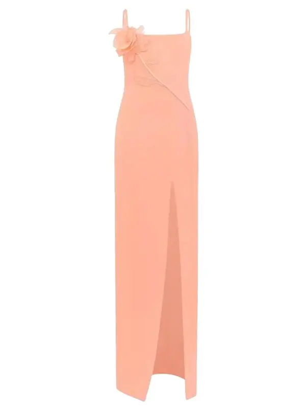 David Koma Floral-appliqué Slit Maxi Dress - Orange