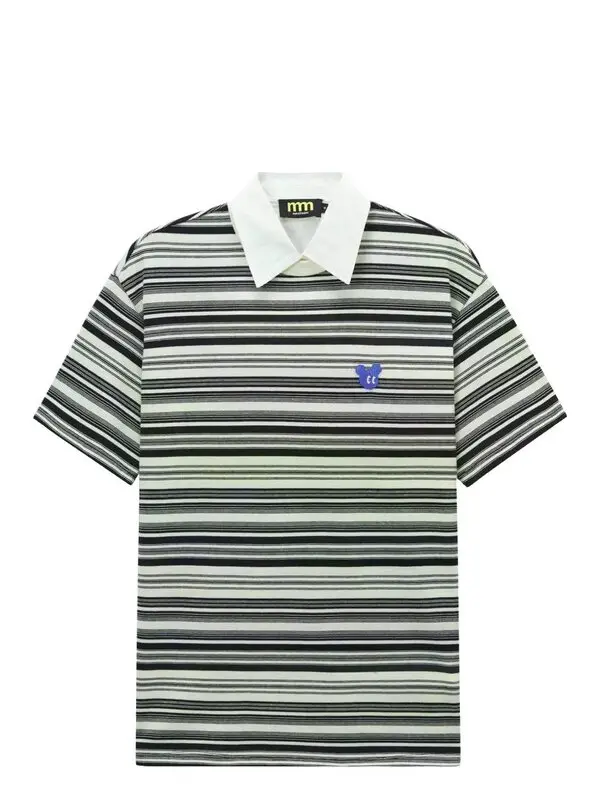 MINI CREAM Striped Polo Shirt - White