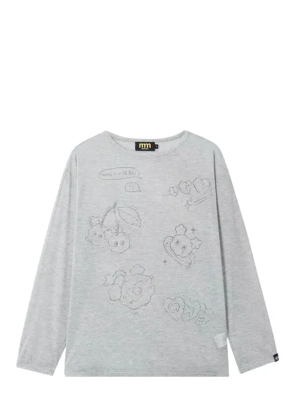 MINI CREAM Graphic-print Long-sleeved T-shirt - Grey
