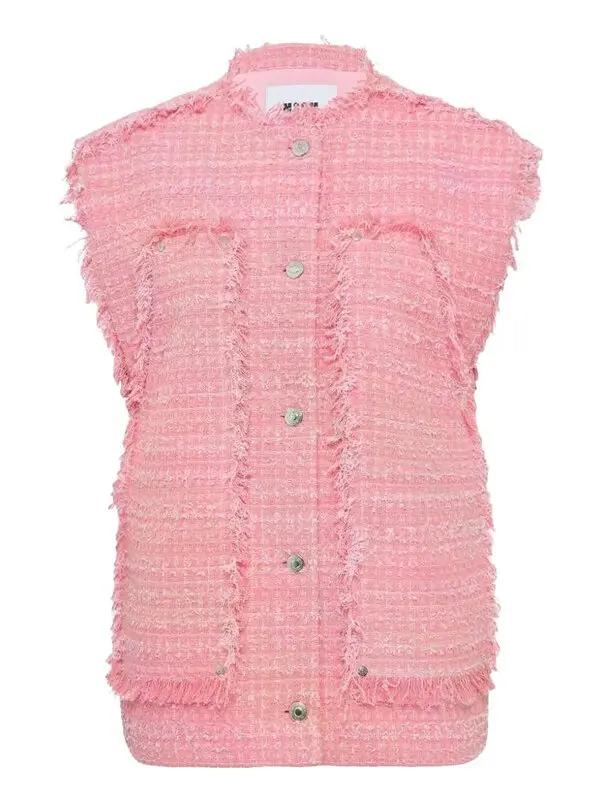 MSGM Fringed-trim Waistcoat - Pink
