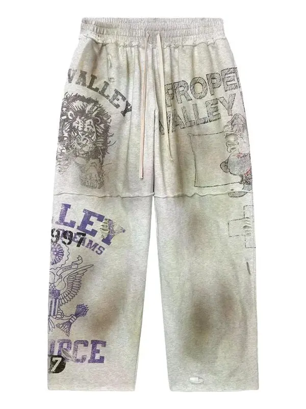 VALE FOREVER Butcher Print Track Pants - Grey
