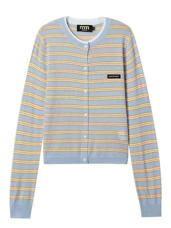 MINI CREAM Striped Cardigan - Blue