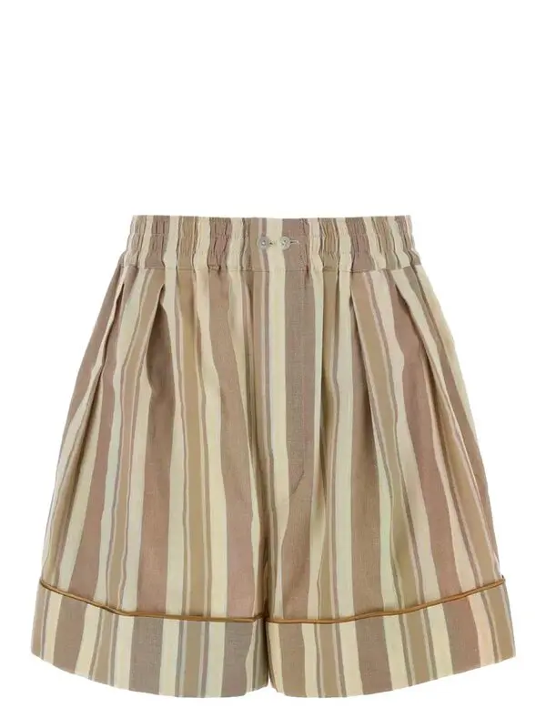 Saint Laurent Embroidered Striped Shorts - Brown