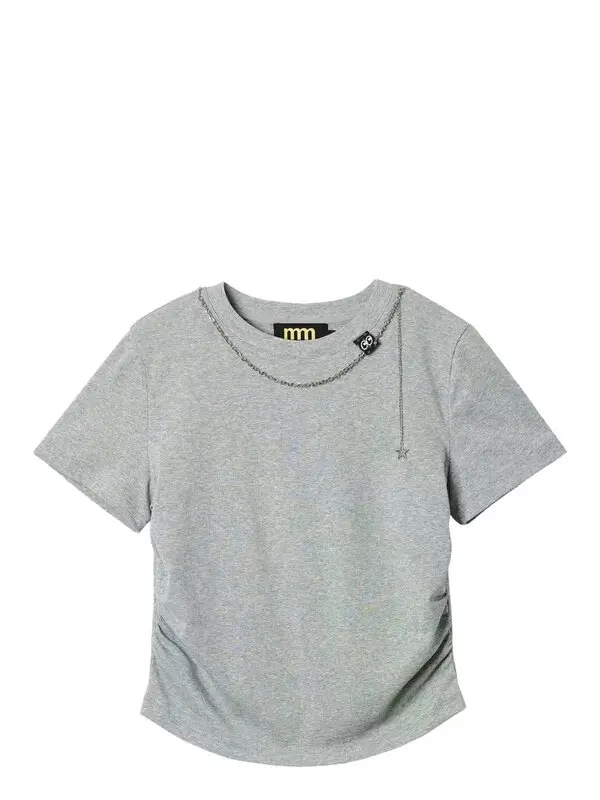 MINI CREAM Chain-embellished T-shirt - Grey
