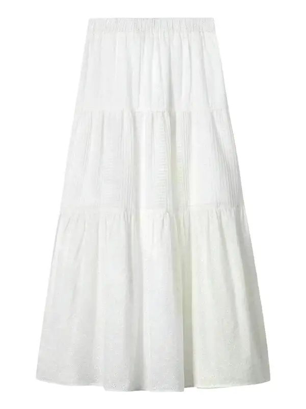 TOUT A COUP Tiered Maxi Skirt - White