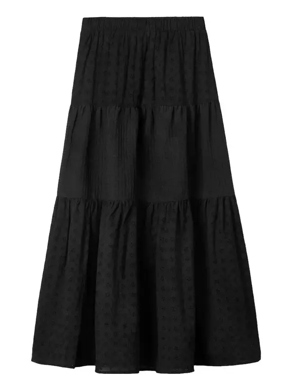 TOUT A COUP Tiered Textured Skirt - Black