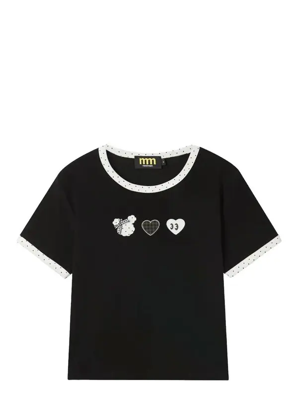 MINI CREAM Contrasting-trim T-shirt - Black