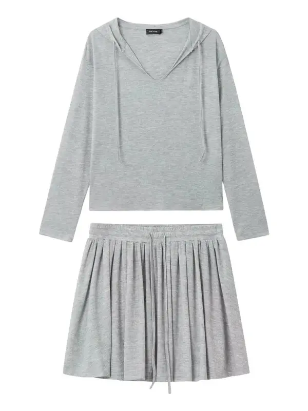 TOUT A COUP Fine-ribbed Pleated Skirt - Grey