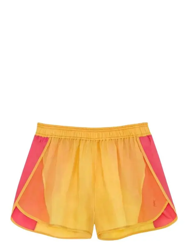 Saint Laurent Logo-detail Panelled Shorts - Yellow