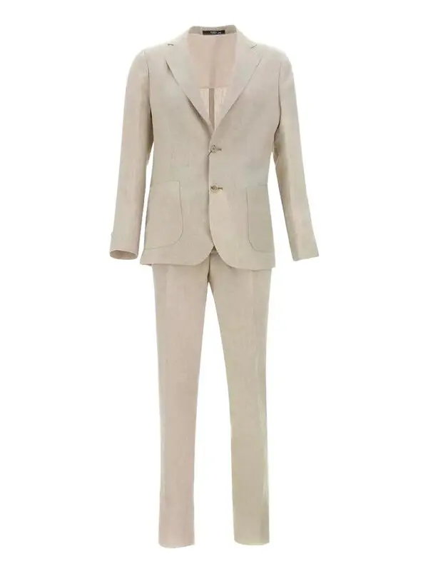 BARBA NAPOLI Patch-pocket Pleated Suit - Neutrals