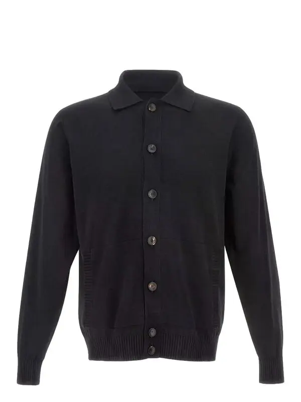 FILIPPO DE LAURENTIIS Button-fastening Polo-collar Cardigan - Black