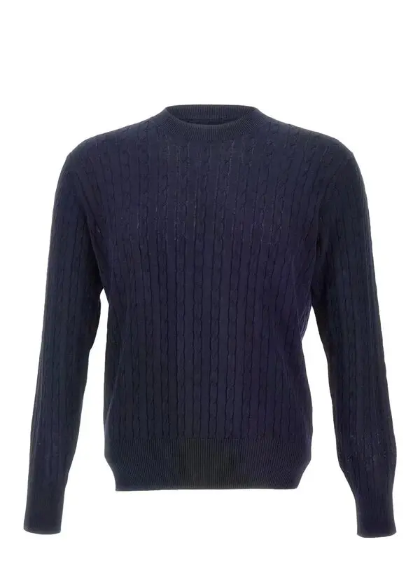KANGRA Cable-knit Crew-neck Sweater - Blue