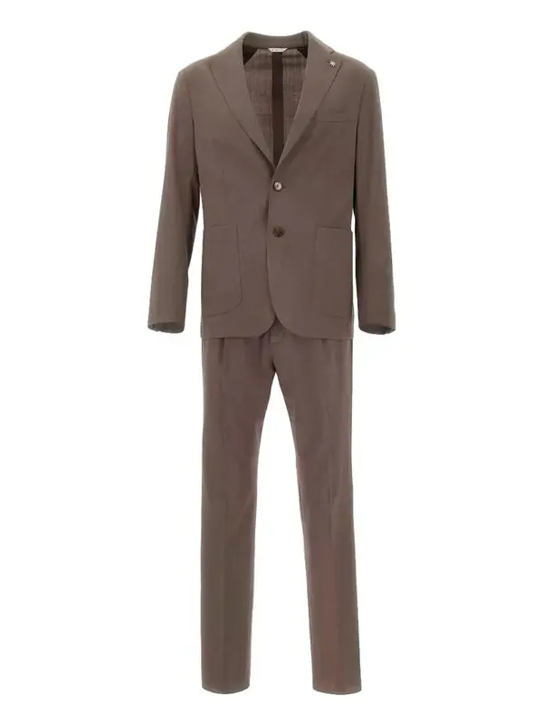 MANUEL RITZ Logo-pin Patch-pocket Suit - Brown