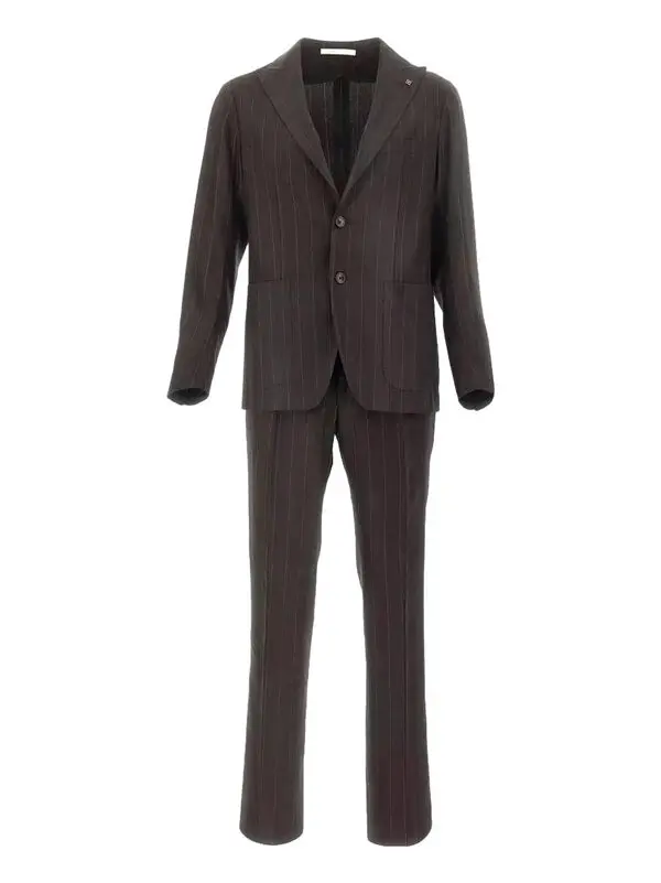Tagliatore Pinstriped Patch-pocket Suit - Brown