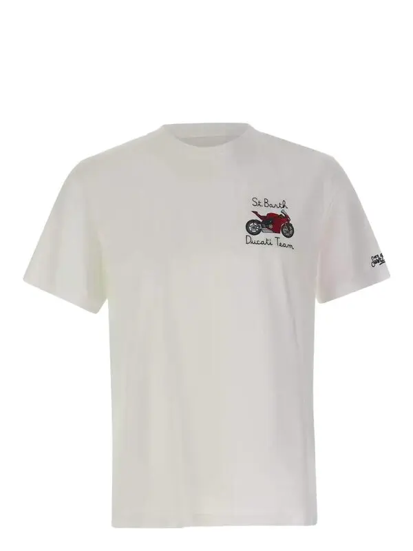 MC2 SAINT BARTH Portofino Embroidered-motorcycle T-shirt - White