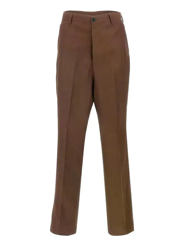 LANEUS Button Pressed Trousers - Brown