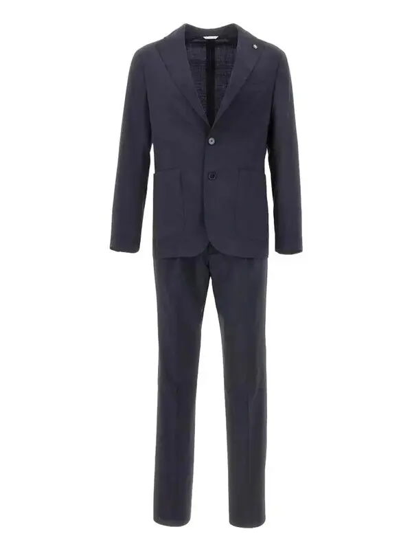 MANUEL RITZ Patch-pocket Logo-pin Suit - Blue