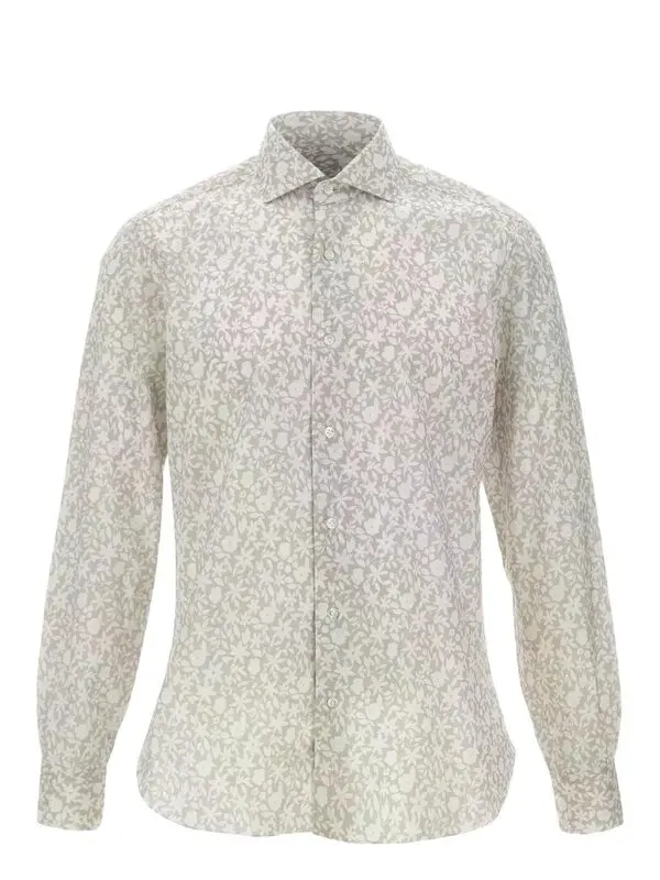BARBA NAPOLI Floral-print Button-fastening Shirt - Grey