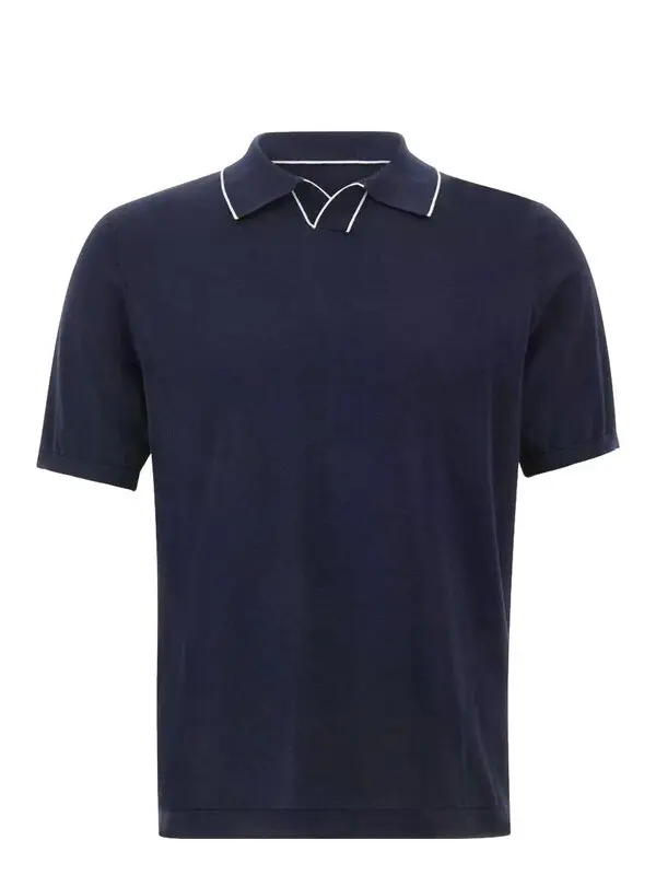 KANGRA Contrast-trim Polo-collar T-shirt - Blue